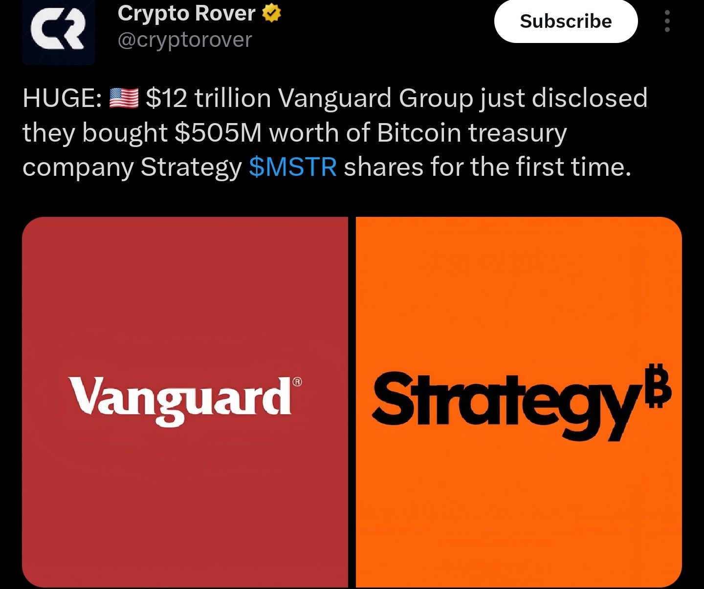 Vanguard Compra $505M em Ações da MSTR Conforme o Preço Indica uma ...